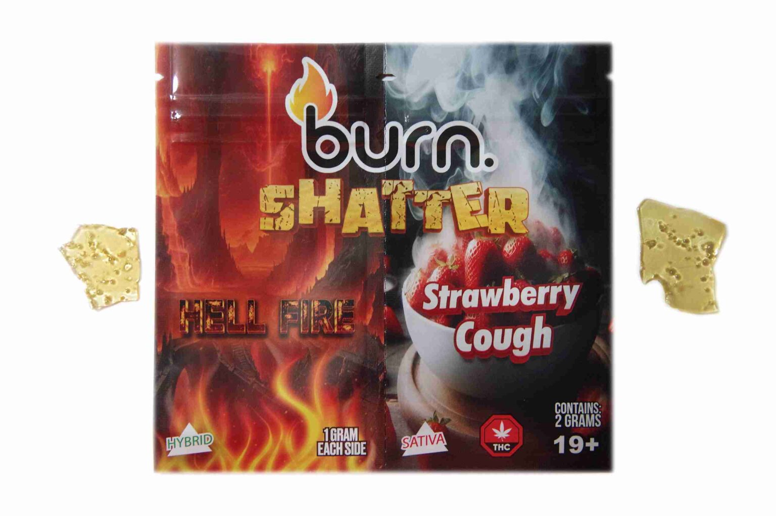 Burn Shatter 2 Grams – Hell Fire + Strawberry Cough – CannaCured