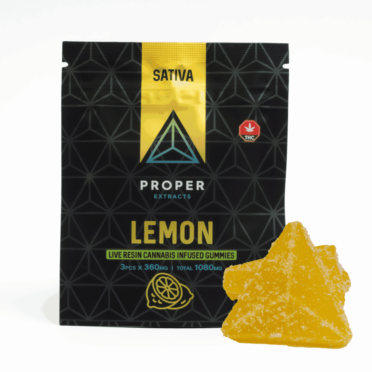 Proper Extracts – 1080mg THC Gummies – Lemon (Sativa) – CannaCured